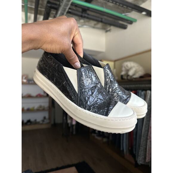 Rick Owens | Shoes | Rick Owens Waxed Crinkled Leather Slip On Ramones ...